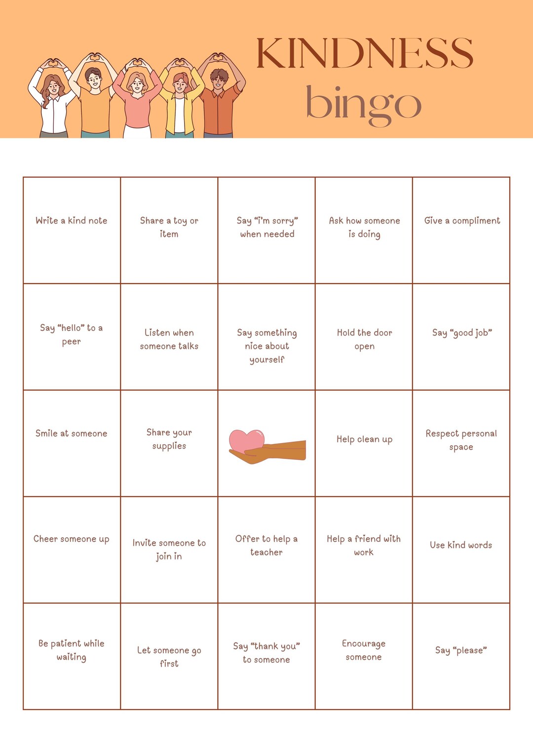 Kindness Bingo Game | Social Skills & SEL Activity | Printable ...