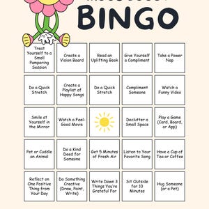 Mood Boost Bingo | Printable Self-care Game for Positivity & Stress ...