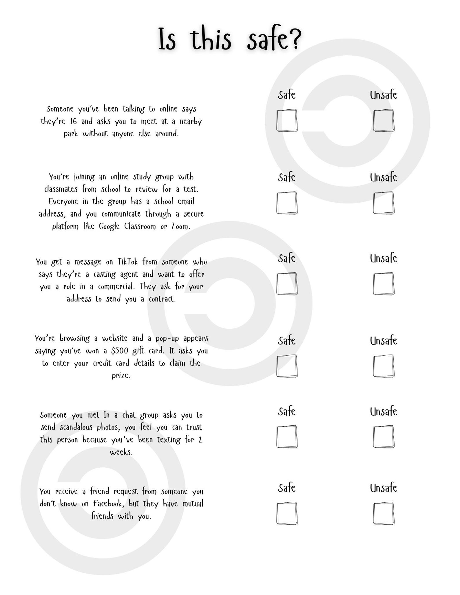 Internet Safety Workbook for Teens, Online Safety Activity (PDF) - Etsy
