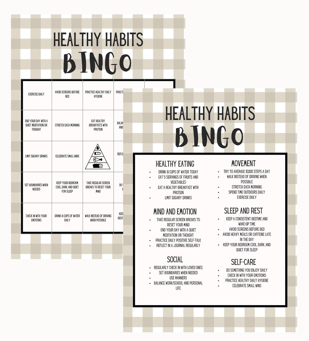 Healthy Habits Bingo Cards – Wellness Group Therapy Game (digital ...