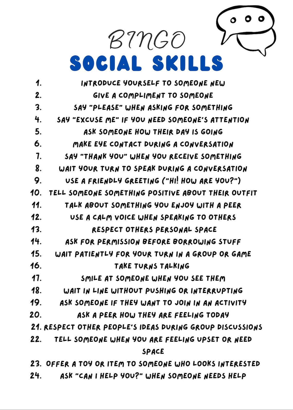 Social Skills Bingo for Autism & Social Development, Help Build ...