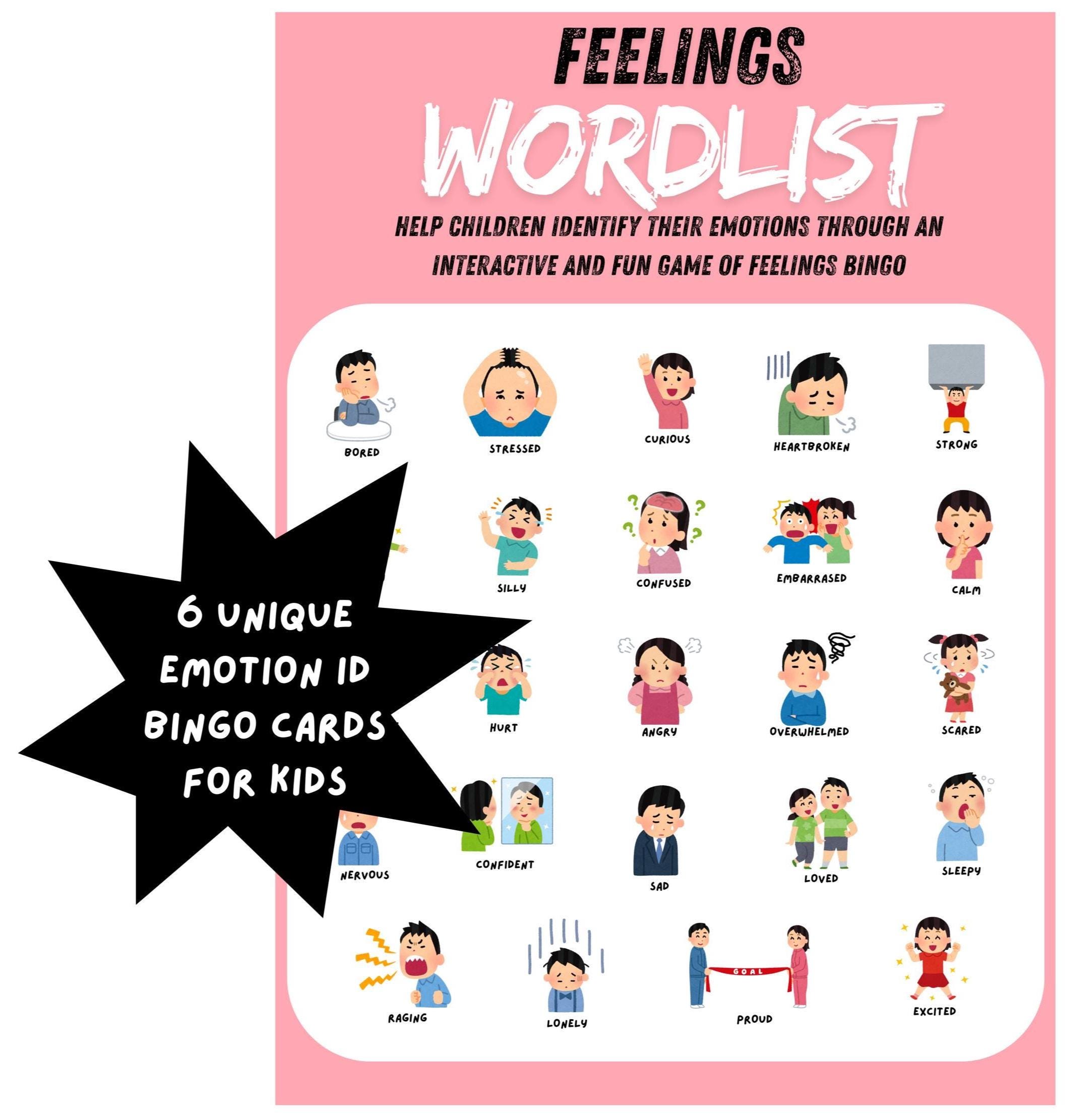 Emotions Bingo Cards for Kids – Feelings Game (digital Download) - Etsy