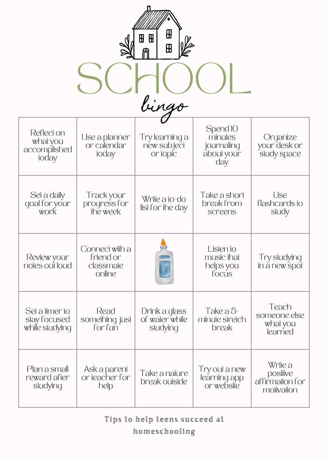 Homeschooling Bingo Cards for Teens – 6 Printable Bingo Games With 25 ...