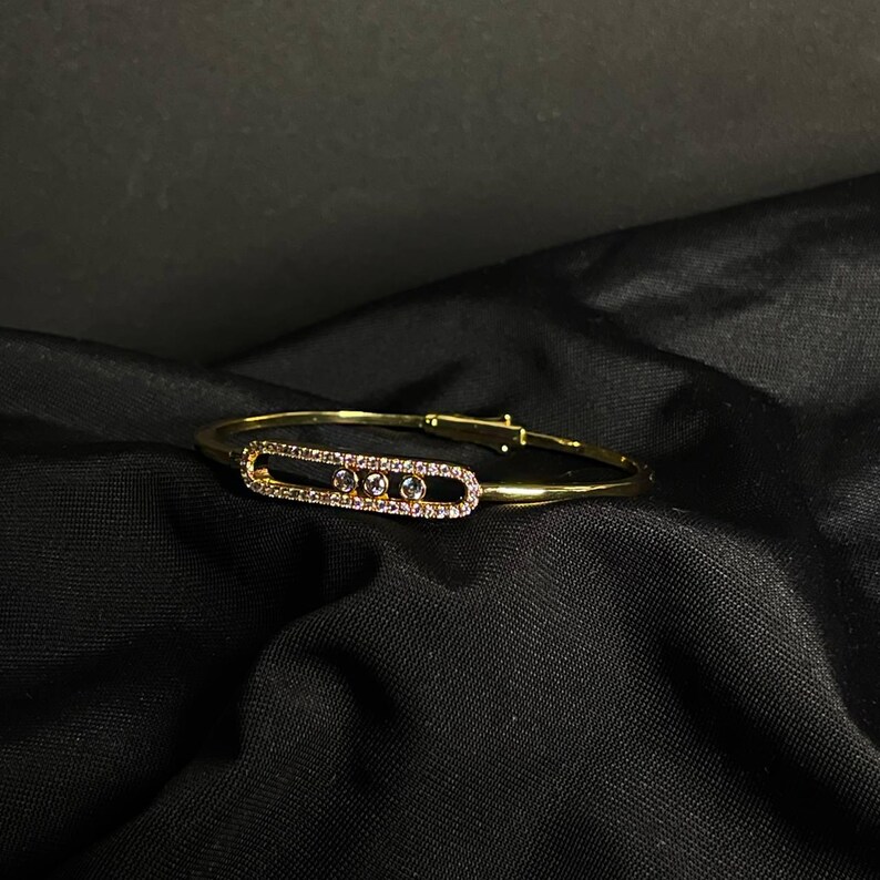 Messika 18k Gold Crystal Charming Bangle Bracelet - Etsy