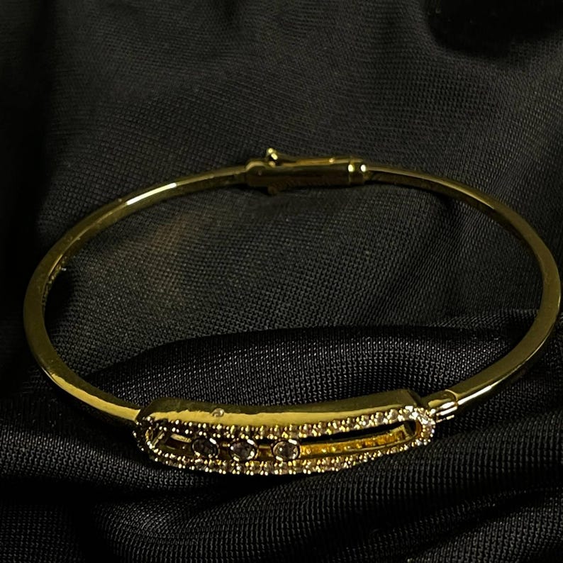 Messika 18k Gold Crystal Charming Bangle Bracelet - Etsy
