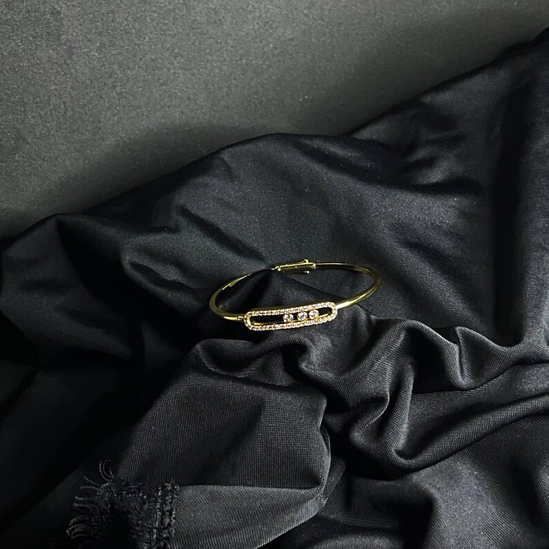 Messika 18k Gold Crystal Charming Bangle Bracelet - Etsy