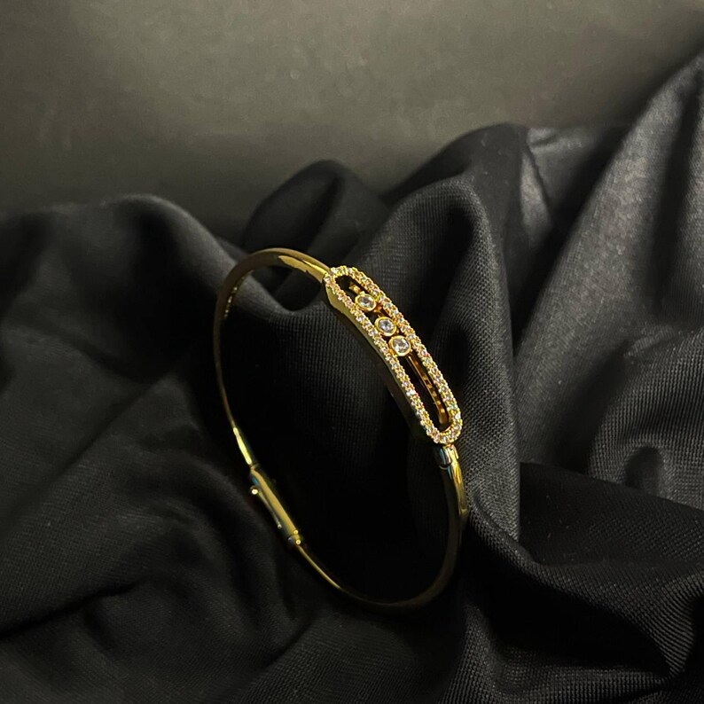 Messika 18k Gold Crystal Charming Bangle Bracelet - Etsy