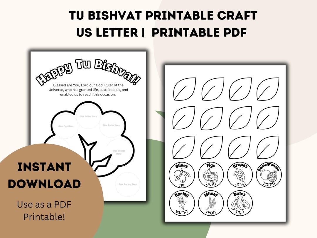 Tu Bishvat Prinatble Craft - Etsy