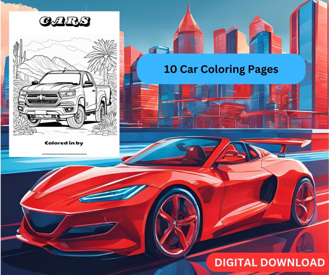 10 Printable Car Coloring Pages for Children and Adults - Kids Car PDF ...