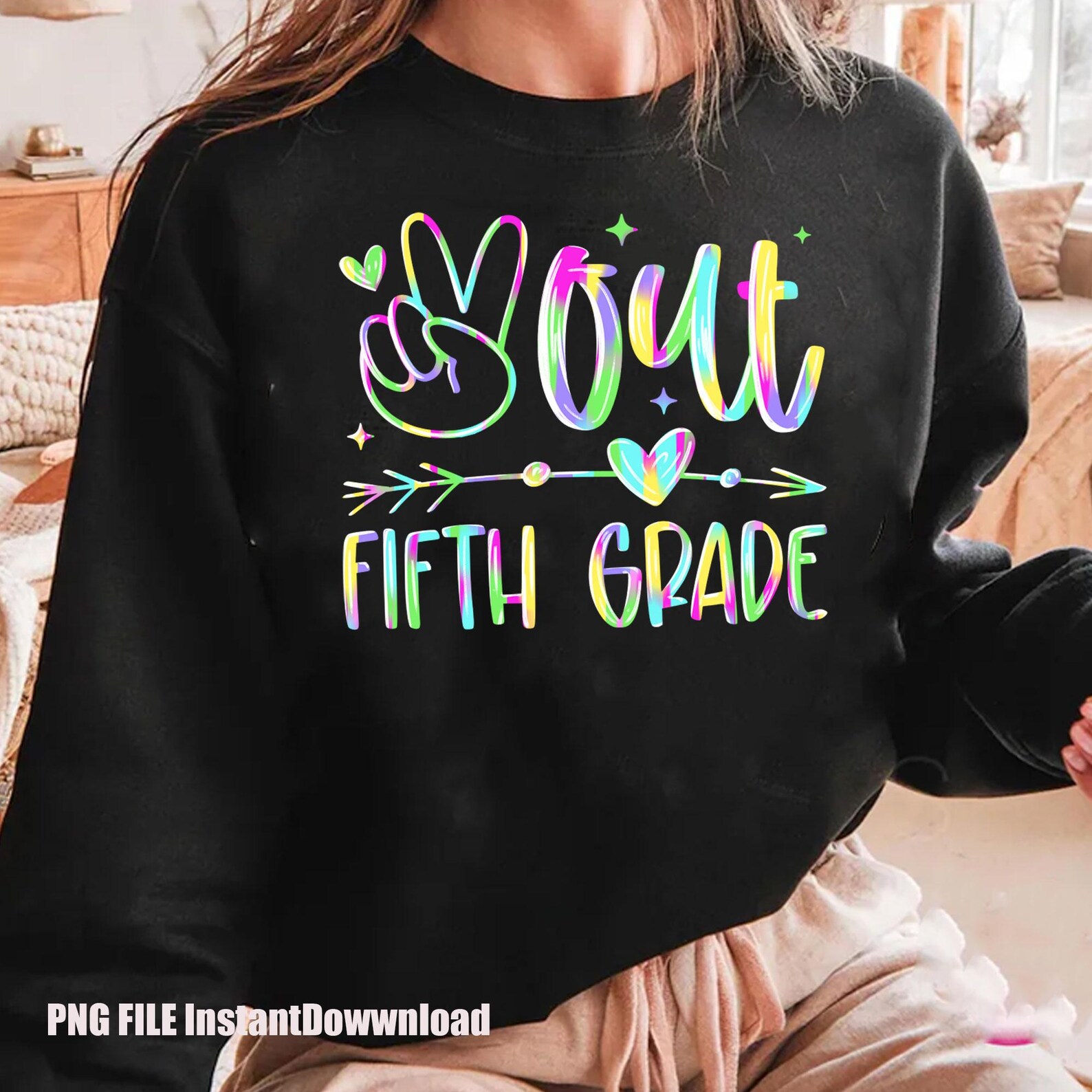 Peace Out Fifth Grade PNG, Last Day of School, 5th Grade Graduation ...