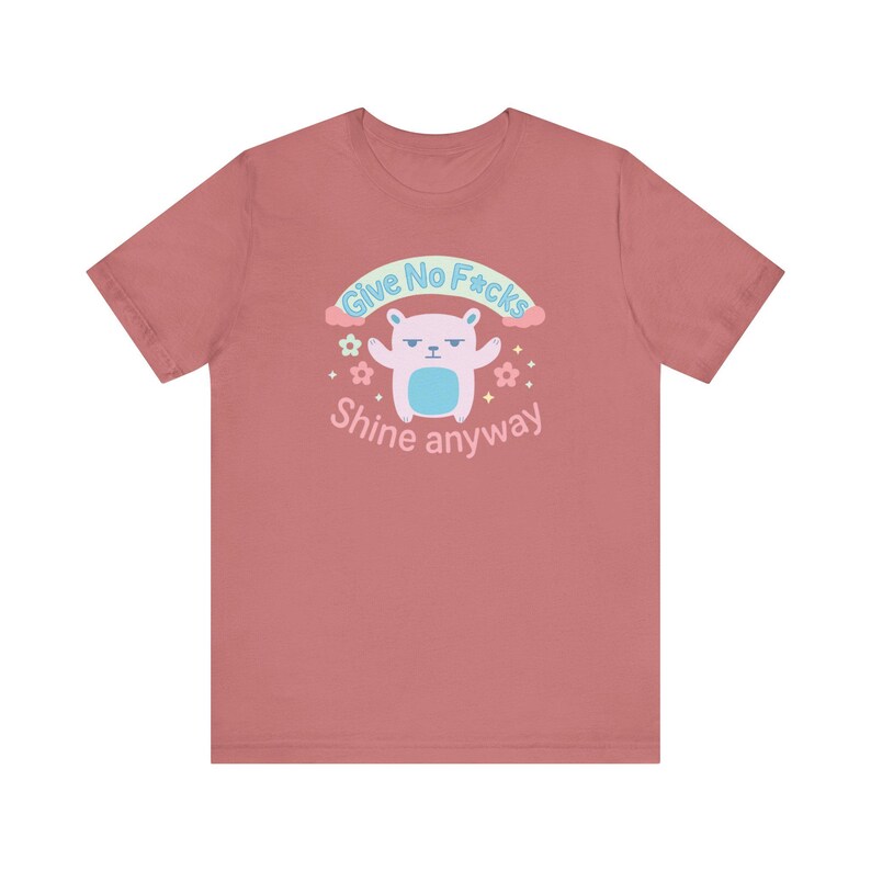 Give No F*cks Sarcastic Bear Shirt, Funny Pastel Tee, Mental Health ...