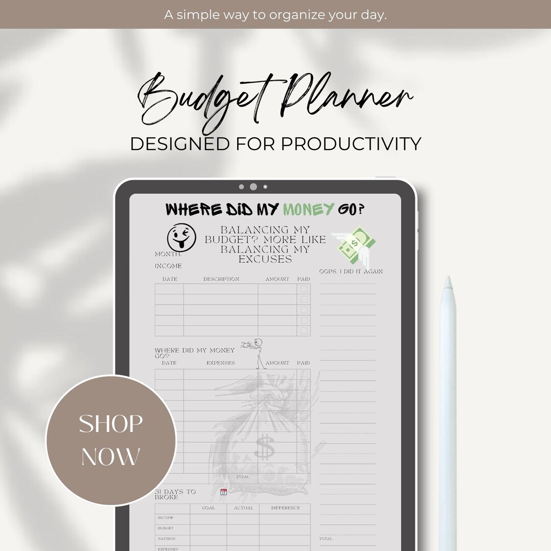 Personalized Monthly Budget Planner Printable | Funny Finance Organizer ...