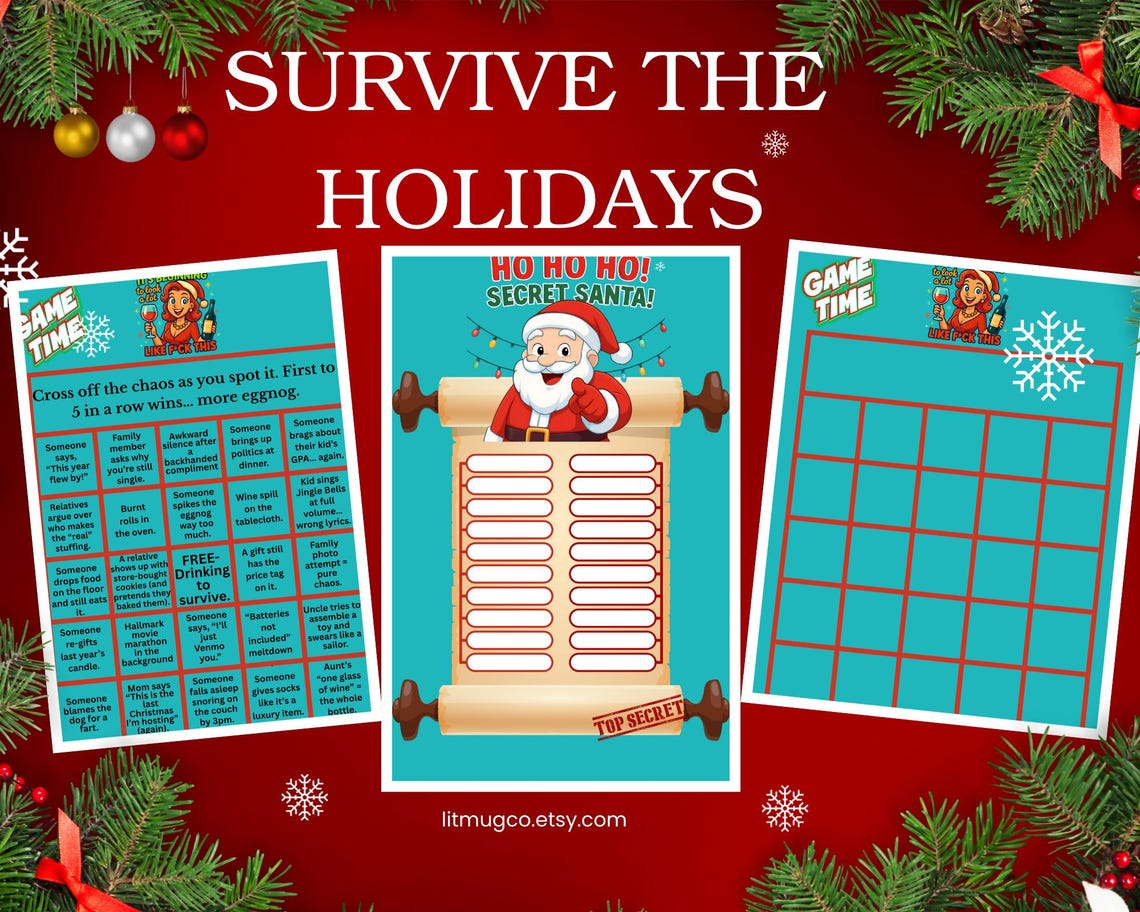 Funny Christmas Party Games Bundle, Secret Santa Printables, Holiday ...