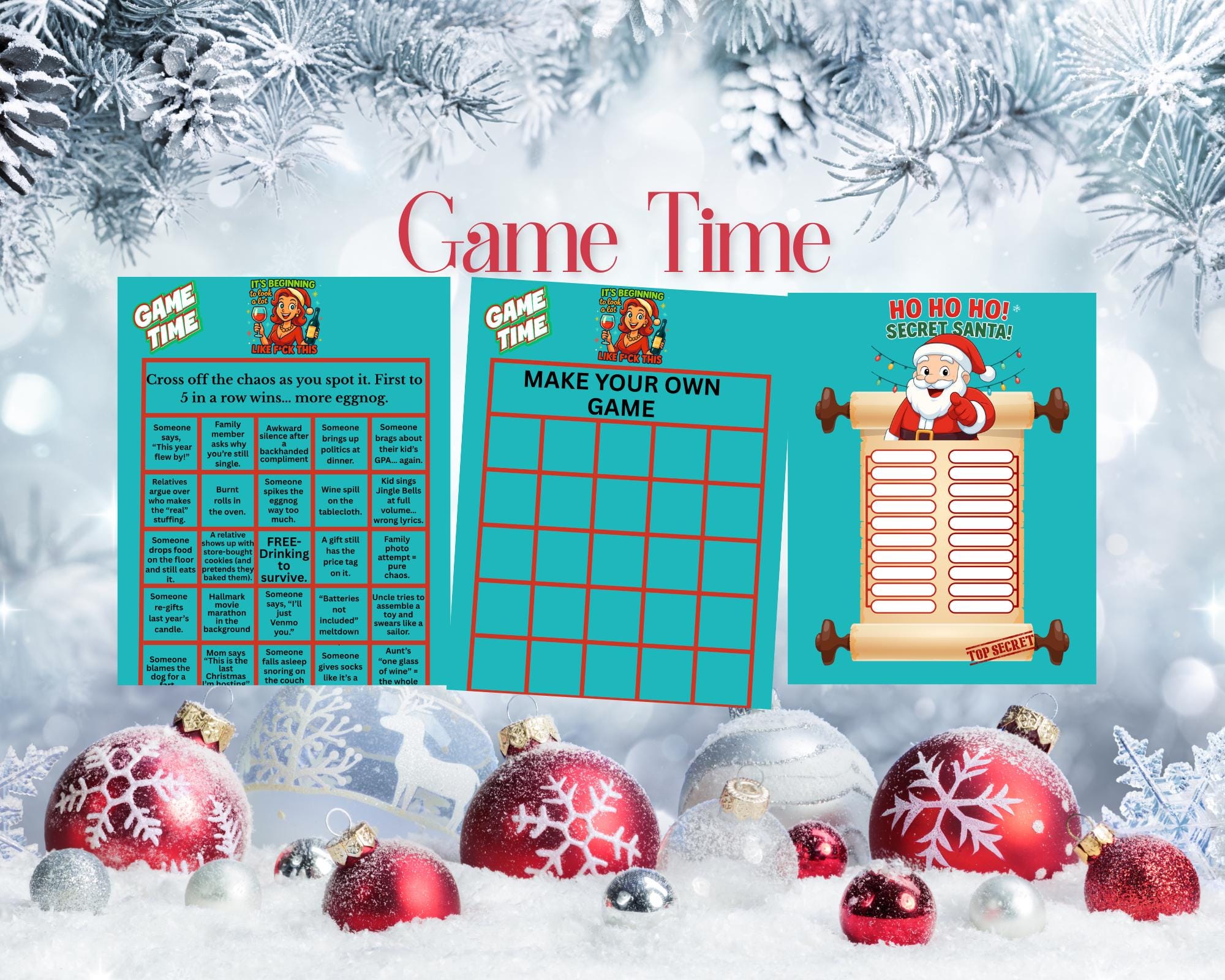 Funny Christmas Party Games Bundle, Secret Santa Printables, Holiday ...