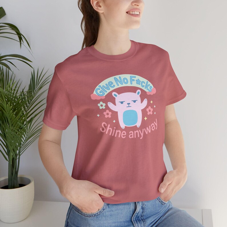 Give No F*cks Sarcastic Bear Shirt, Funny Pastel Tee, Mental Health ...