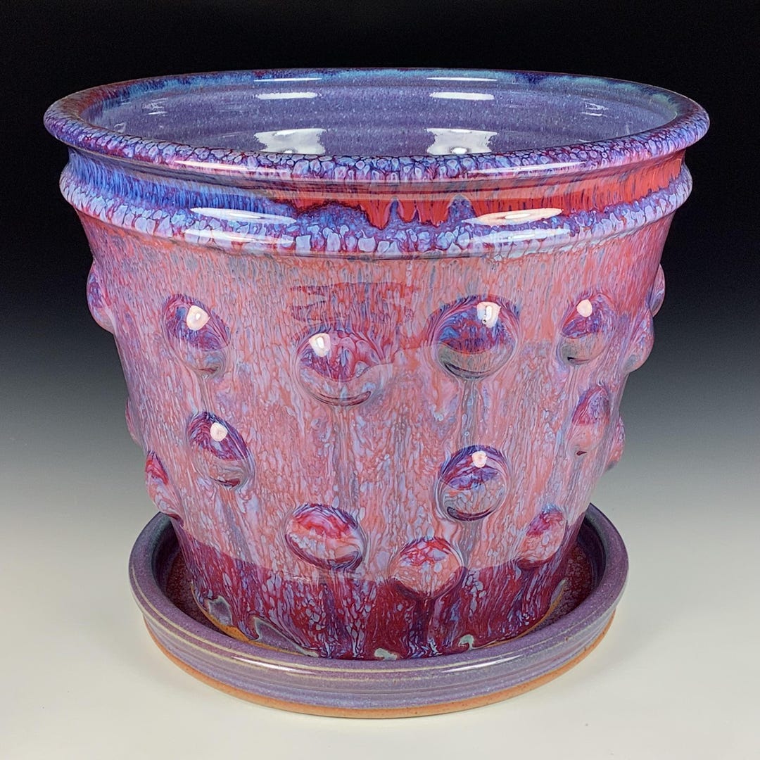 Handmade Ceramic Stoneware Pottery Planter - Purple Blue Bump - Etsy