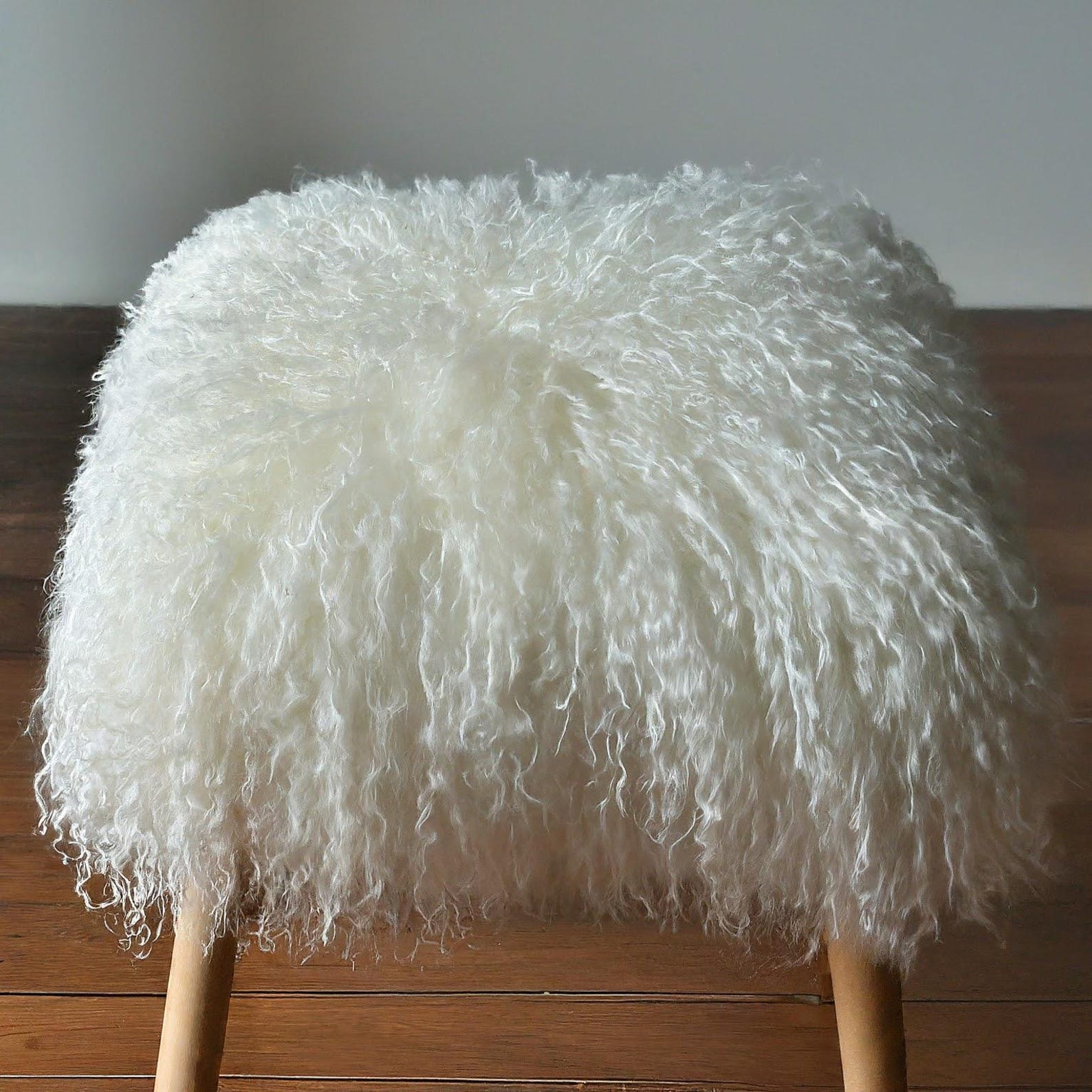 Mongolian Fur Chair Pad - Curly Sheepskin Seat Cushion, Soft & Stylish ...