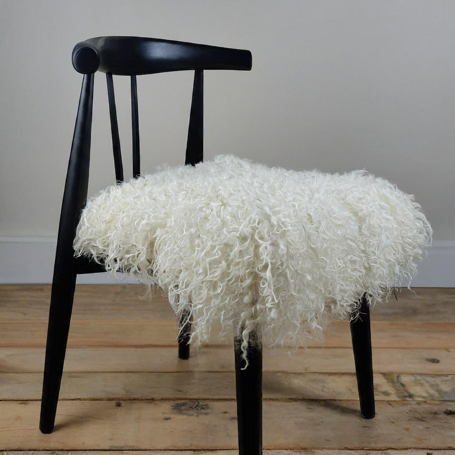 Mongolian Fur Chair Pad - Curly Sheepskin Seat Cushion, Soft & Stylish ...