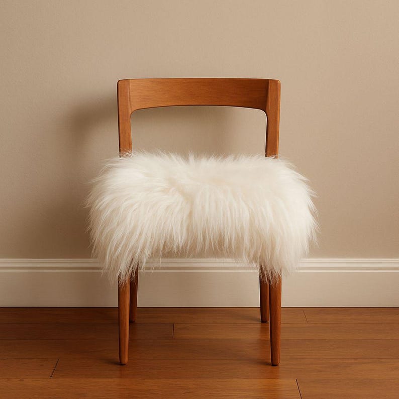 Mongolian Fur Chair Pad - Curly Sheepskin Seat Cushion, Soft & Stylish ...