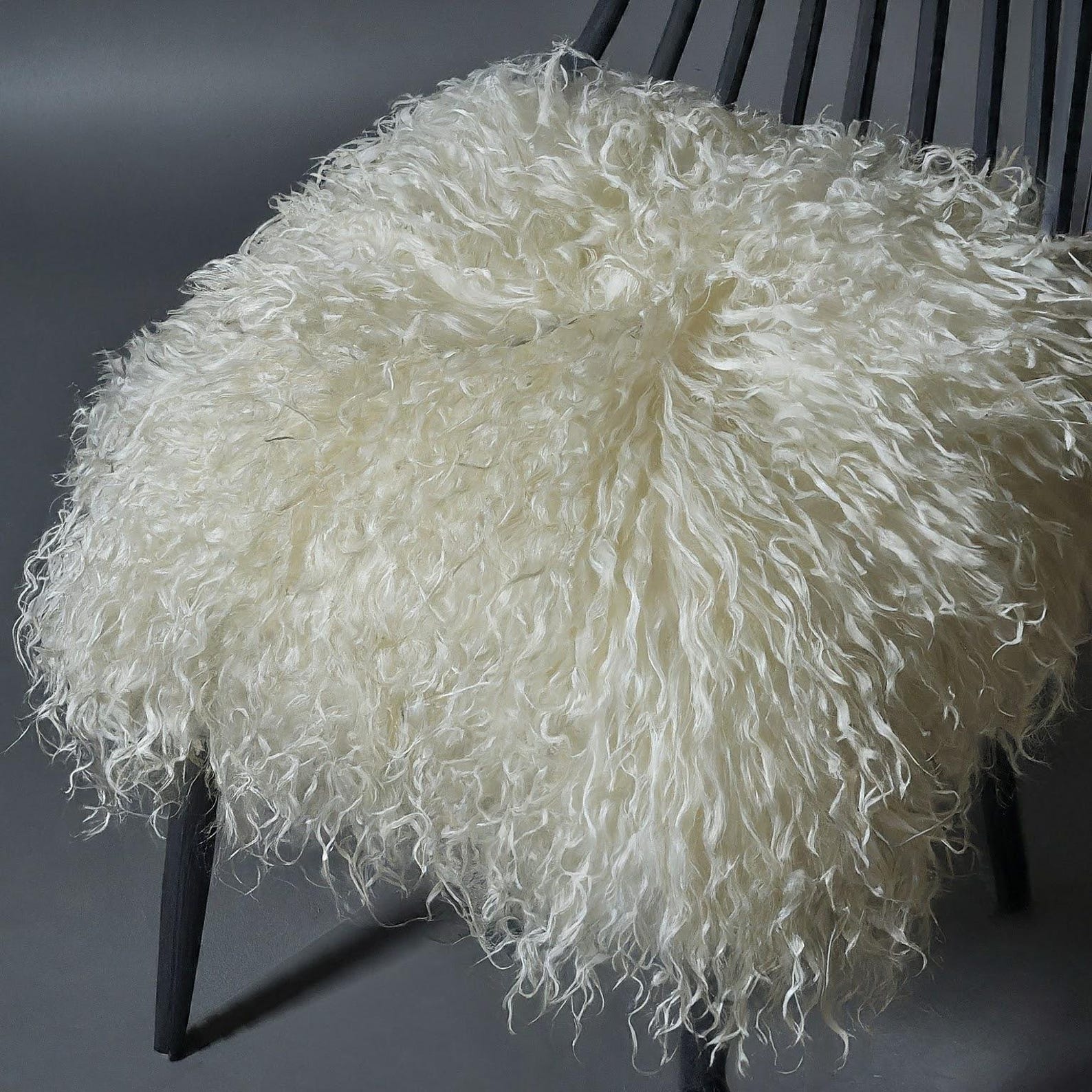 Mongolian Fur Chair Pad - Curly Sheepskin Seat Cushion, Soft & Stylish ...