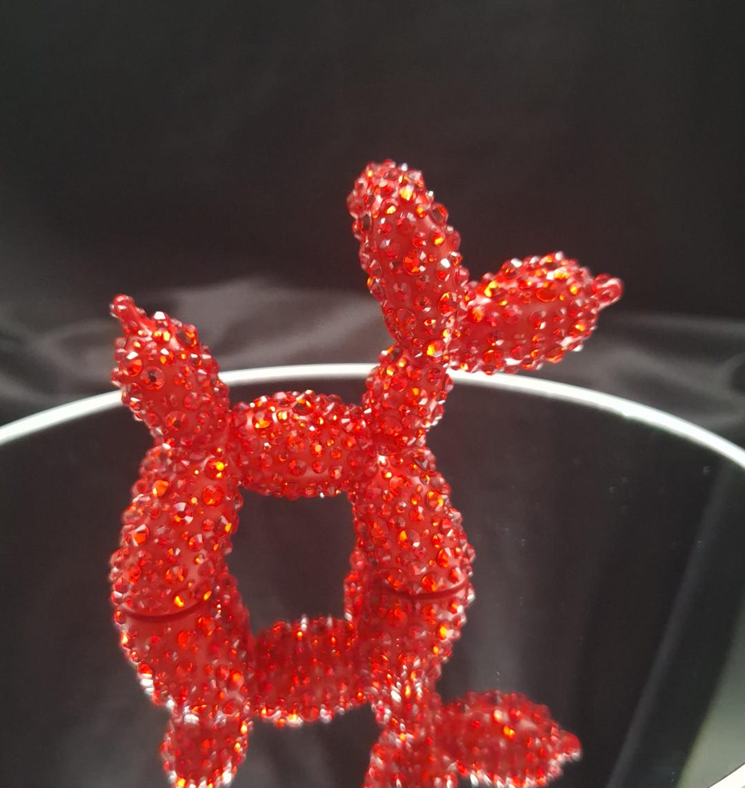 Candy Apple Red Bedazzled Balloon Dog Statuette, Unique Gift, Decor ...