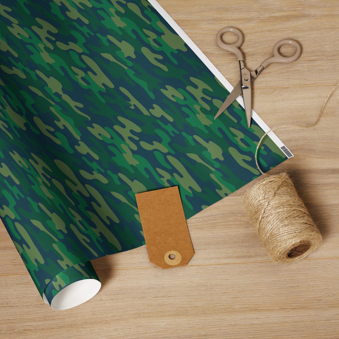 Forest Green Camouflage Camo Pattern Popfelix Designer Wrapping Paper ...