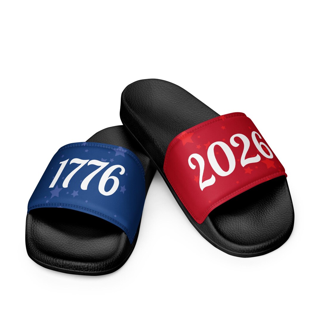 Women's Red Blue America 1776-2026 USA 250th Anniversary Sandals Slides ...