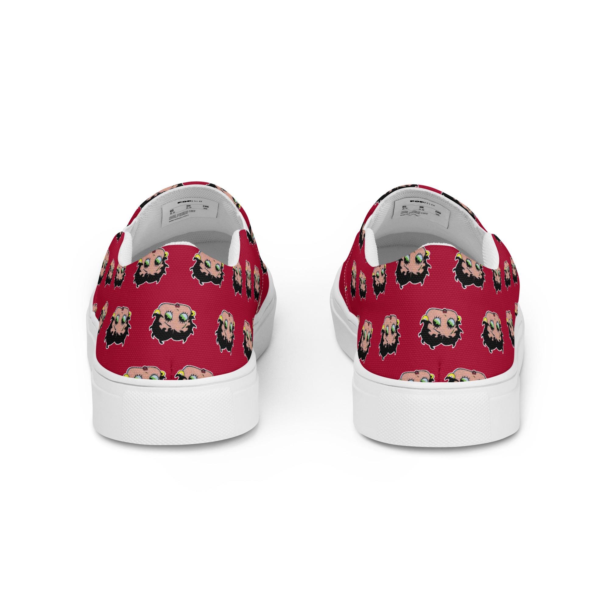 Carmine Red Betty Boop Head Drawing Women’s Pop Felix Slip-on Canvas ...