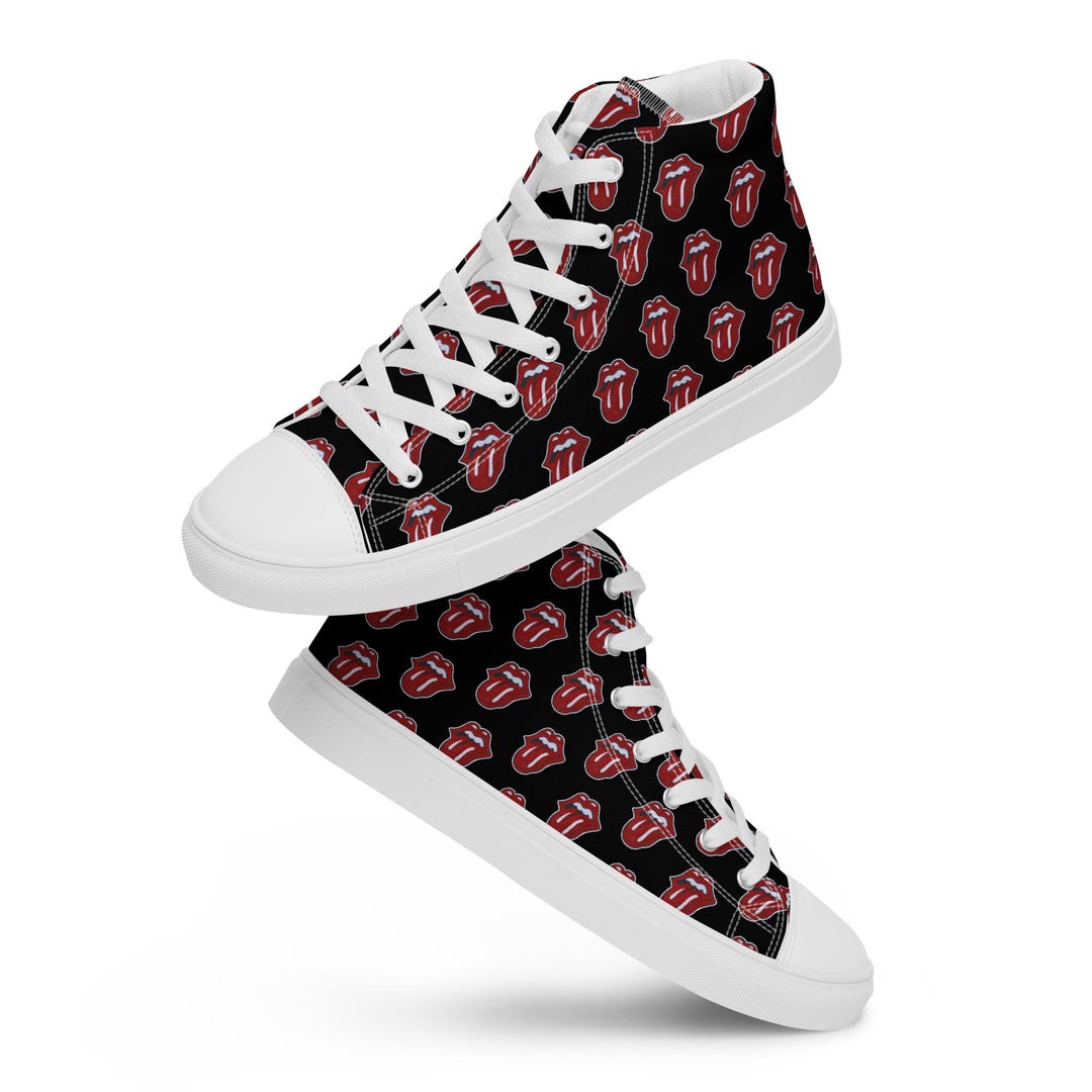 Women’s Black Lips Tongue Icon Drawing Pattern Popfelix Designer High ...