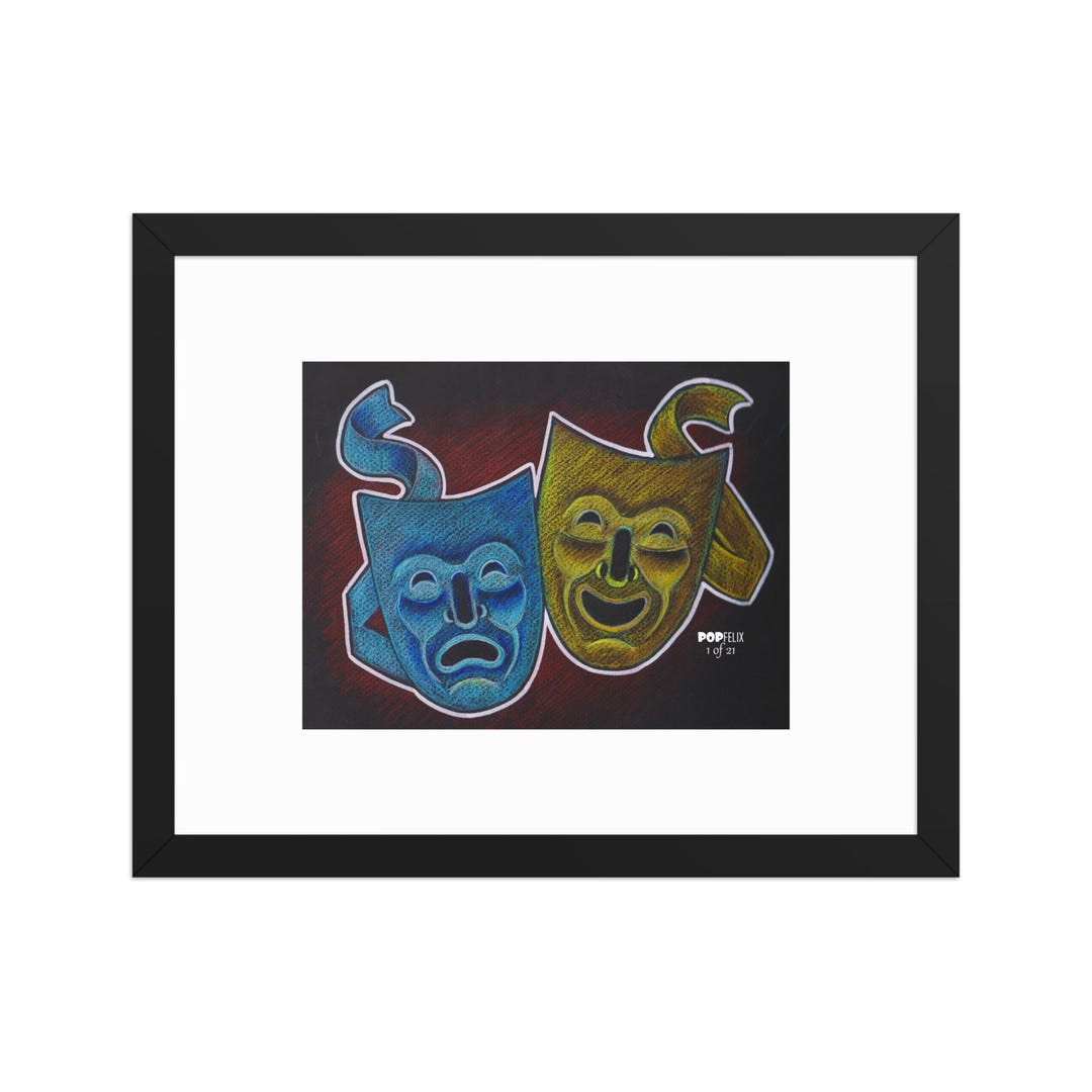 11" X 14" Original Comedy + Tragedy Theatre Masks Framed Print - 1 of ...