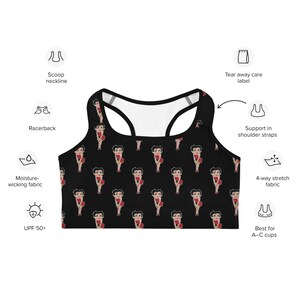 Black Betty Boop Sketch Drawing Pattern Popfelix Designer Sports Bra - Etsy