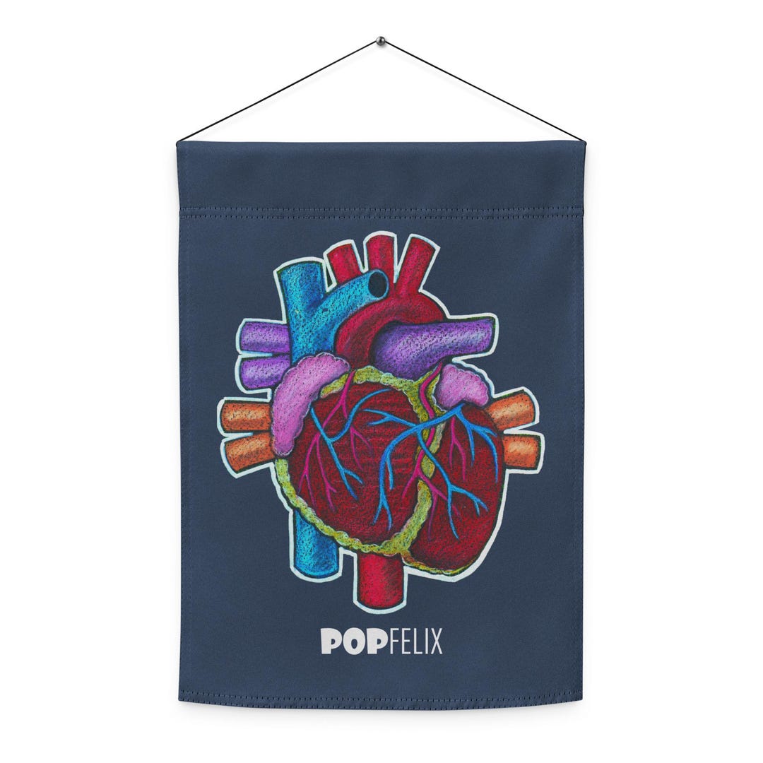 12" X 17" Anatomical Human Heart Drawing Pop Felix Garden Flag - Etsy