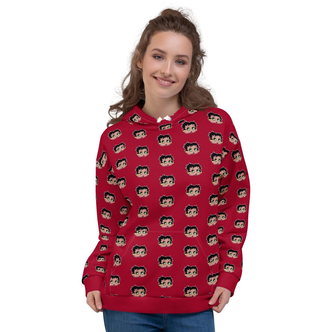 Carmine Red Betty Boop Head Sketch Popfelix Designer Sweatshirt Hoodie ...