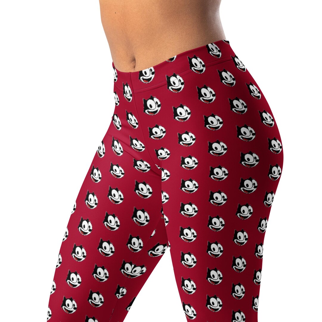 Carmine Red Felix the Cat Pattern Popfelix Designer Pantsleggings ...