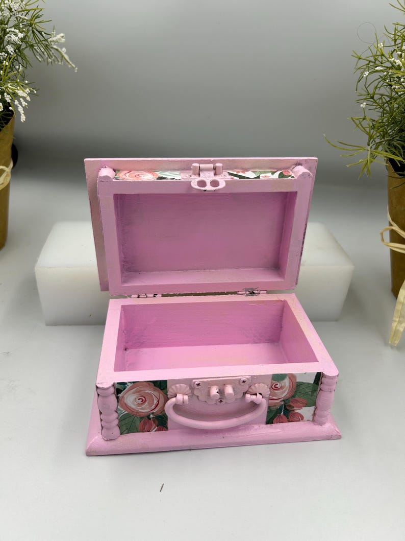Pink & Flowers Prayer Box Pink Worry Box Keepsake Box Measures 5.5”W X ...