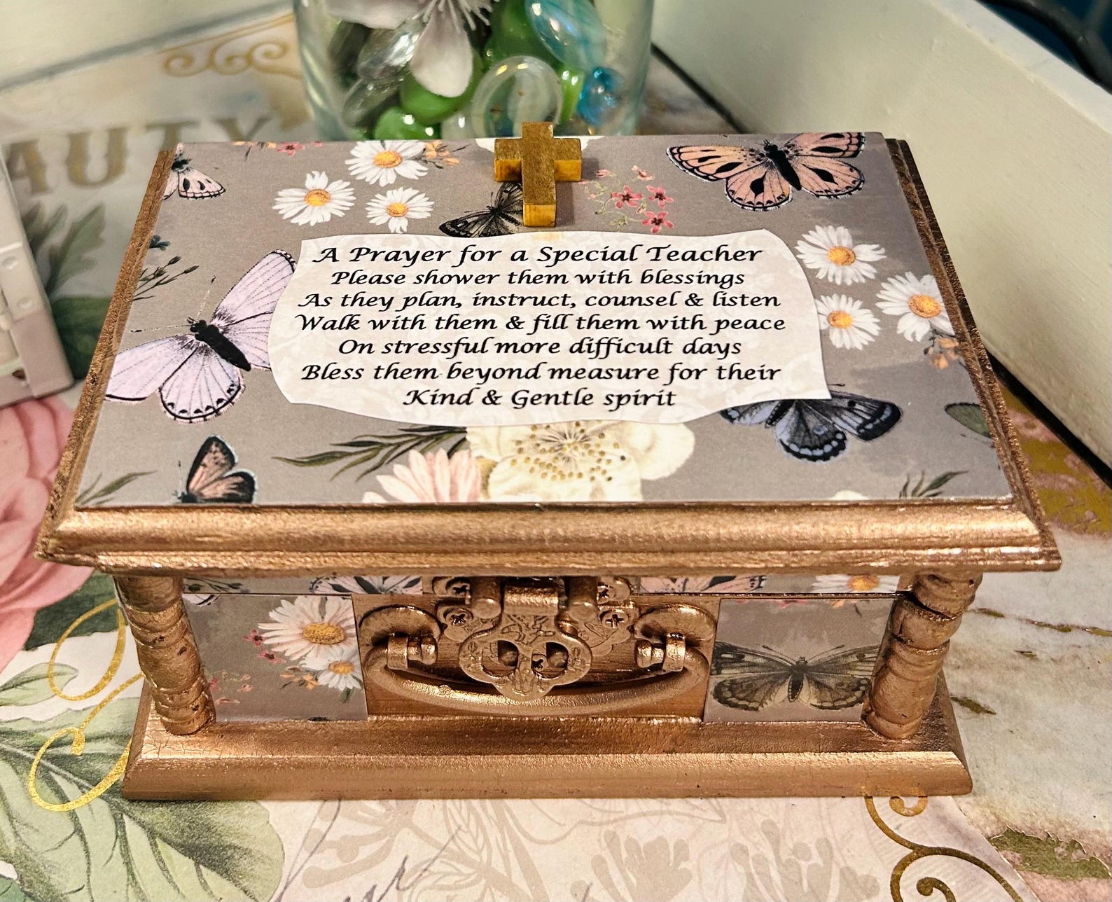 Teacher Prayer Box Rosegold Teacher Appreciation Gift Box - Etsy