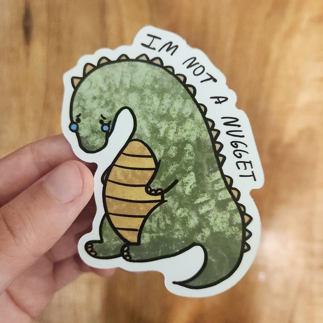 Sad Dino Nugget Vinyl Sticker Cute Green Dinosaur - Etsy