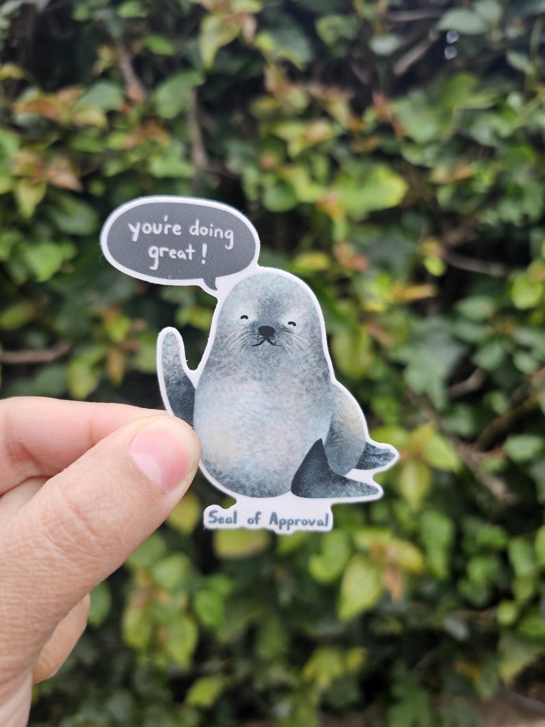 Motivational Sticker Seal of Approval Good Job Cute Sticker for Water ...