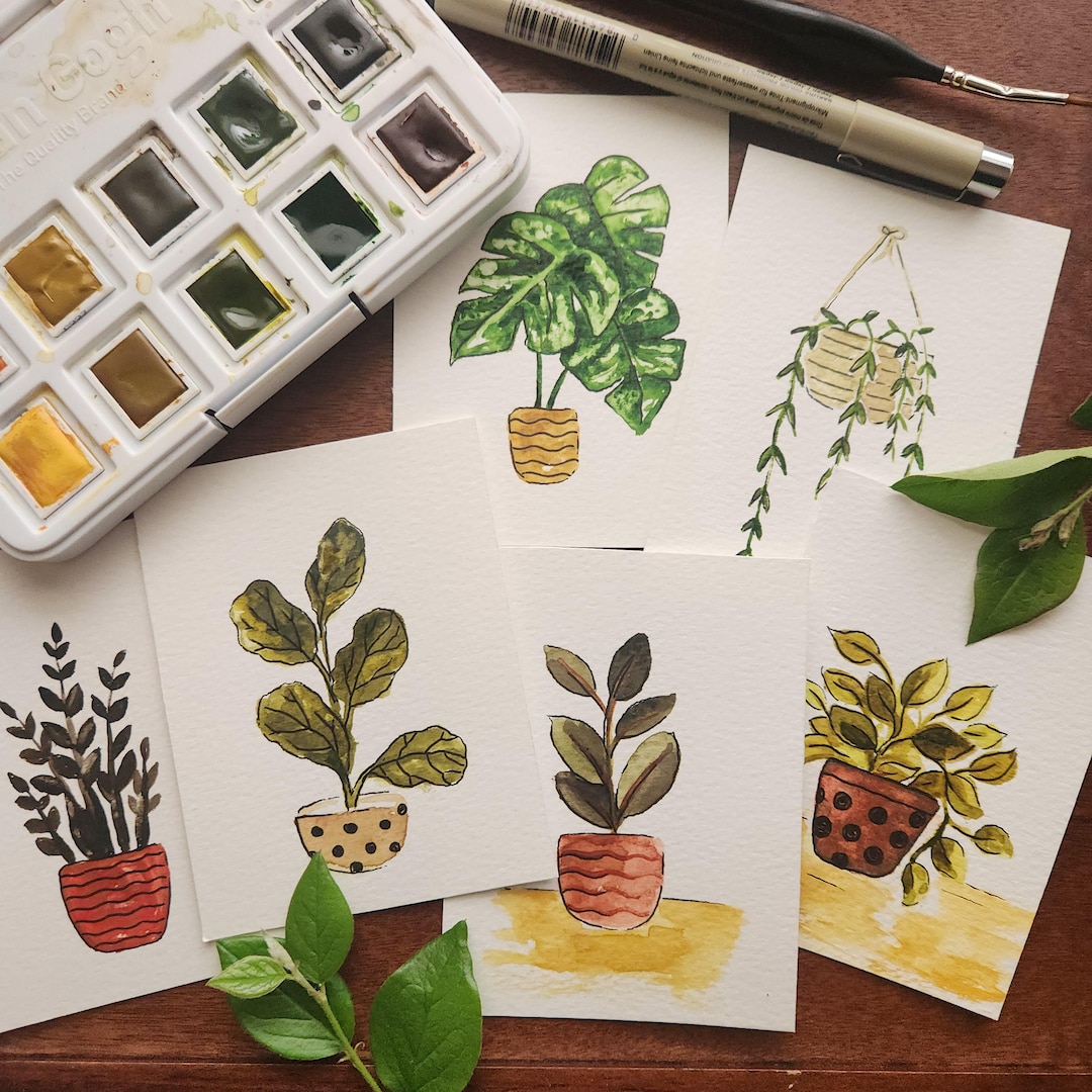 Original Mini Watercolor Plant Art | Mini Art Prints | Miniature ...