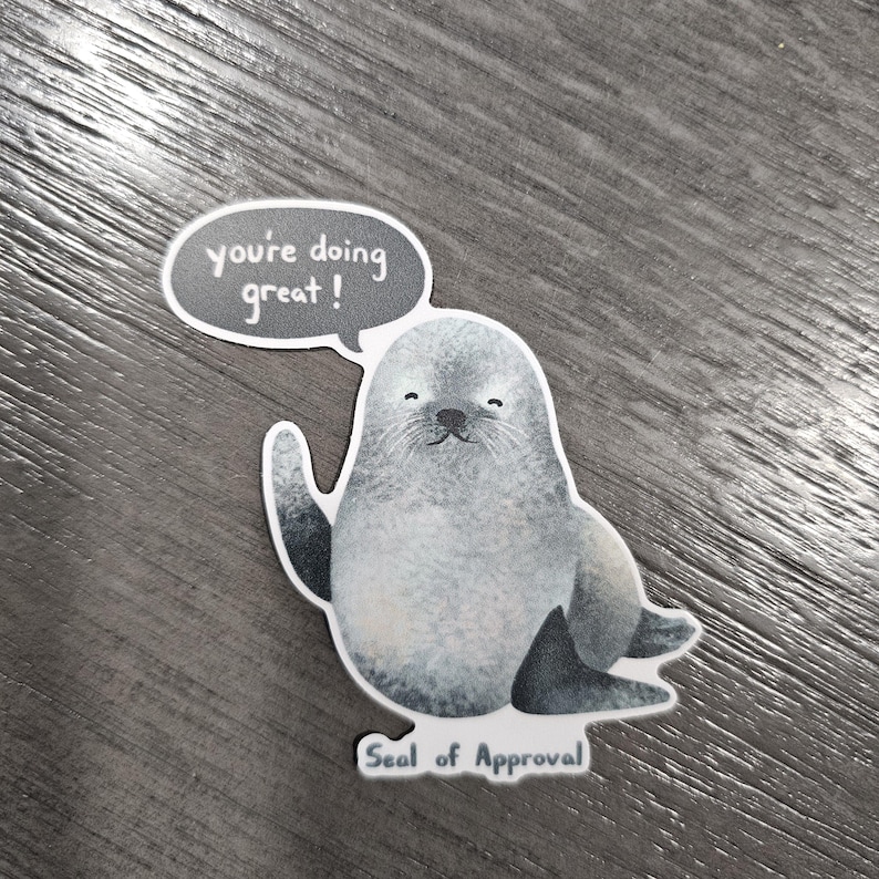 Motivational Sticker Seal of Approval Good Job Cute Sticker for Water ...