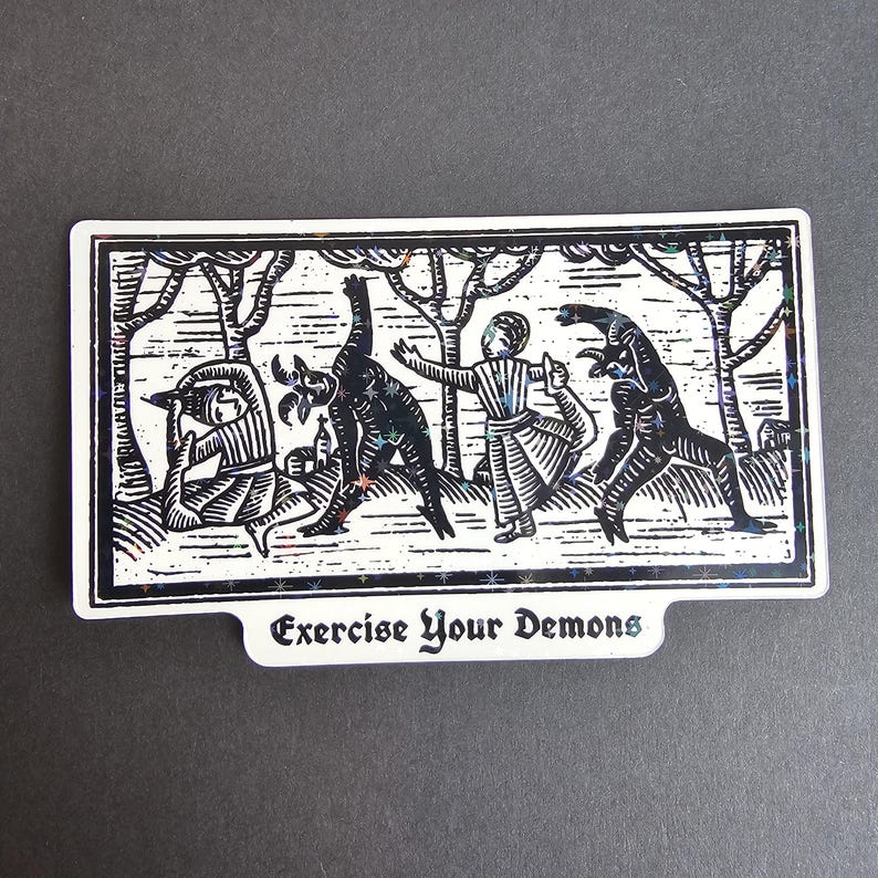 Exercise Your Demons Magnet – Gothic Dark Humor – Medieval Woodcut ...