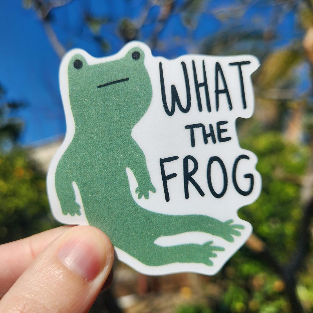 Funny Frog Sticker Matte What the Frog Animal Meme Sticker for Laptop ...
