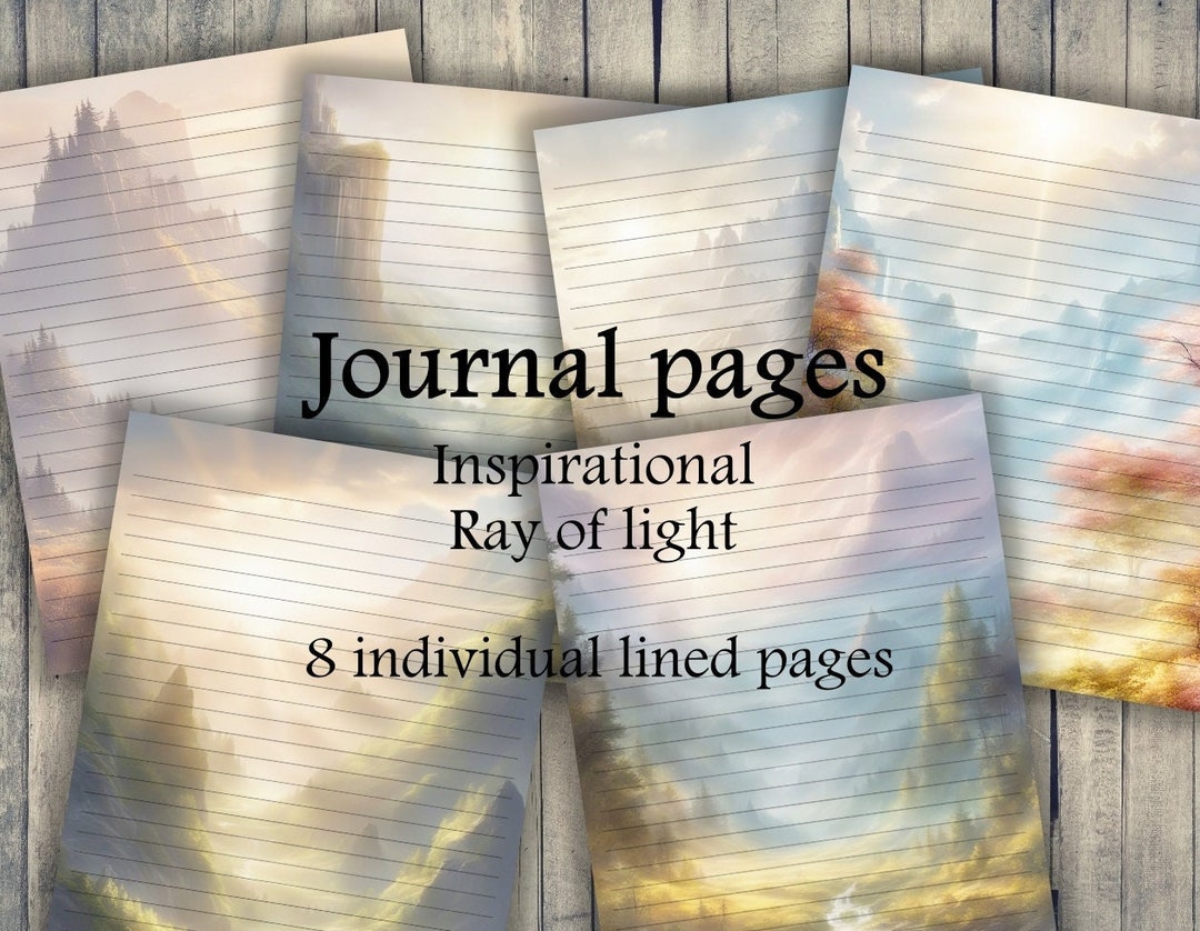 Digital Printable Journal Pages, Set of 8, Ray of Light Landscapes ...
