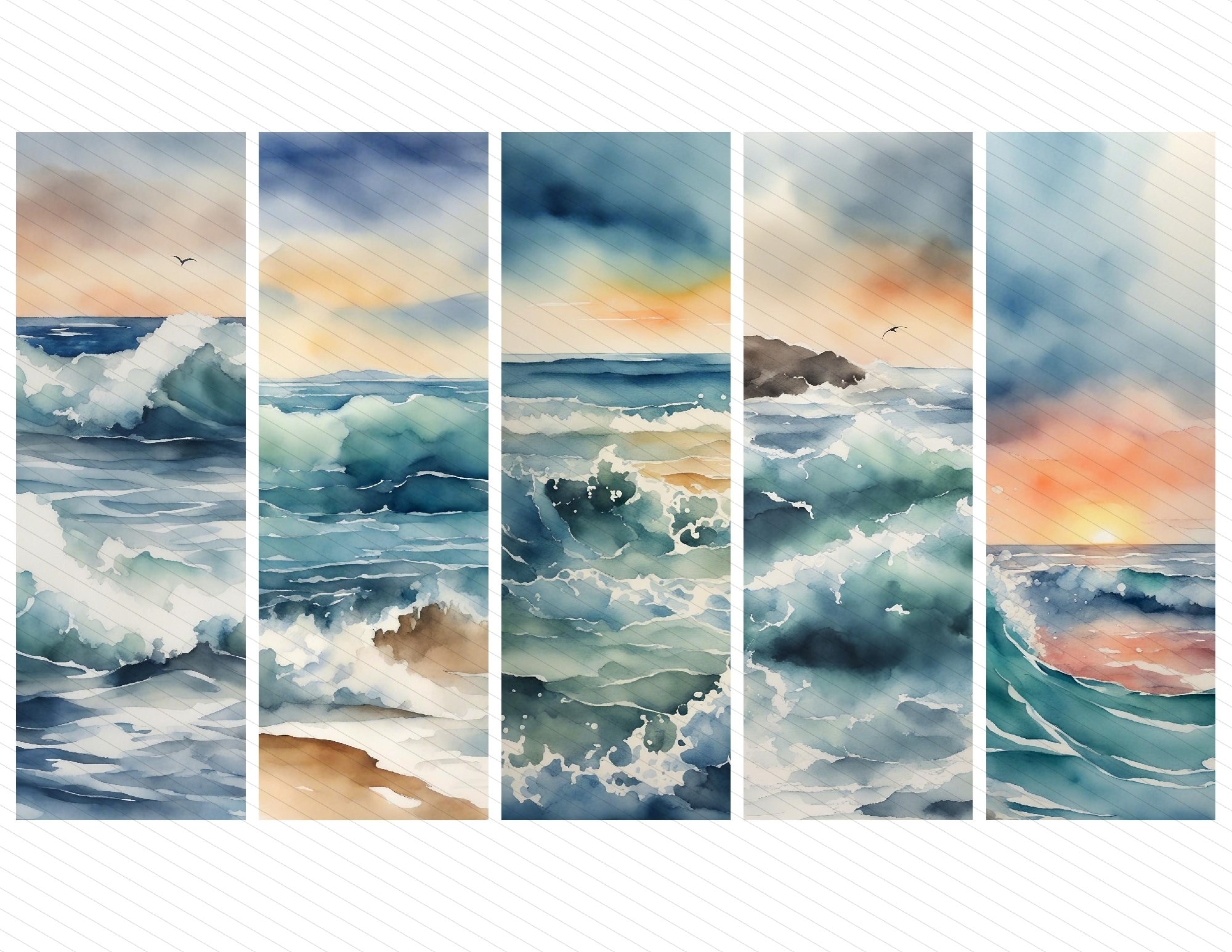 Seascapes Bookmarks, Ocean Bookmarks, Printable Digital Download, Sea ...