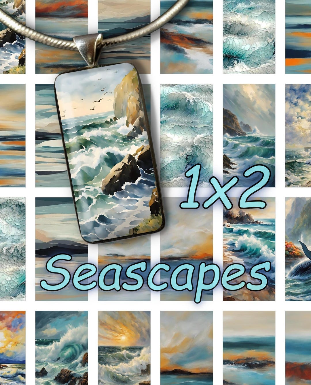 Seascapes Printable, Ocean, Sea, Beach, Digital Download, 1x2 Inch ...