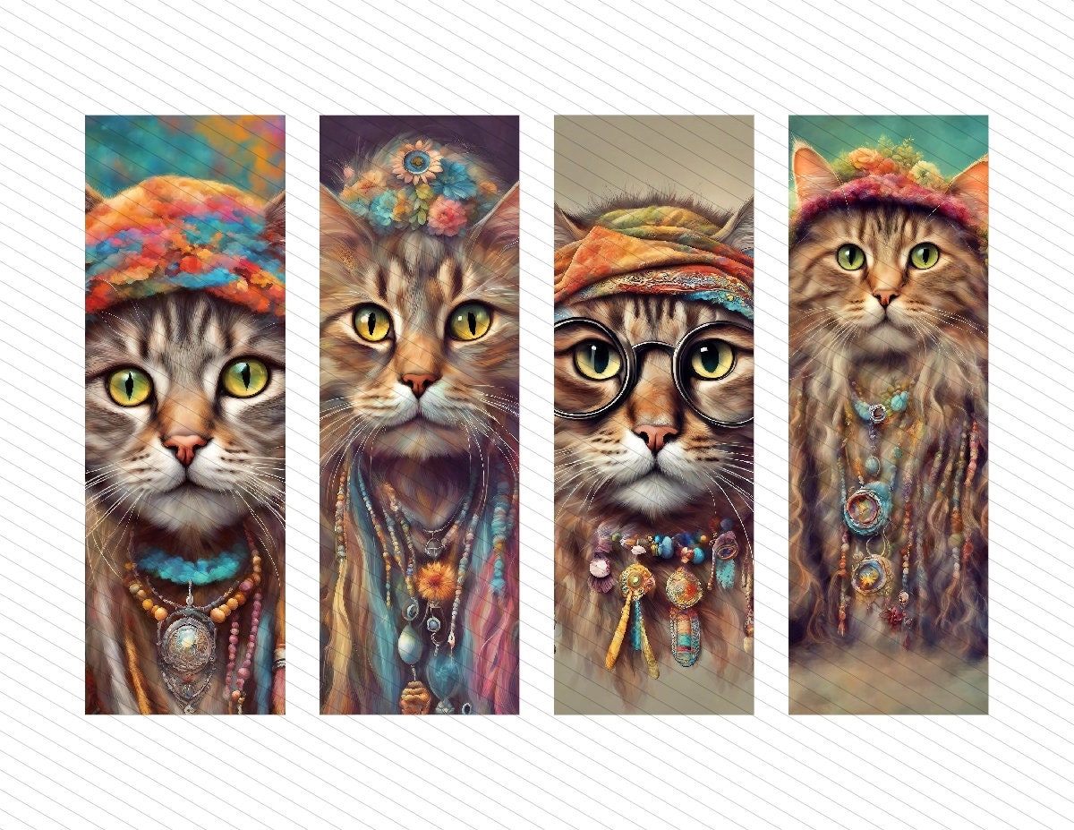Bookmarks, Cats Bookmarks, Printable Digital Download, Funny Cats in ...