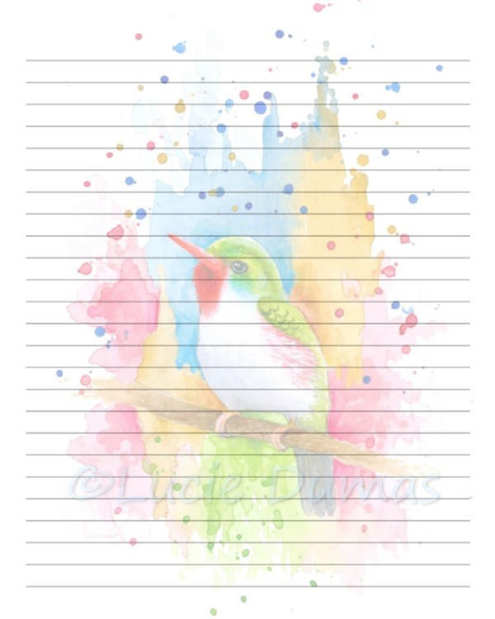 Digital Printable Journal Page Bird 72 Multicolor Stationary 8.5x11 ...