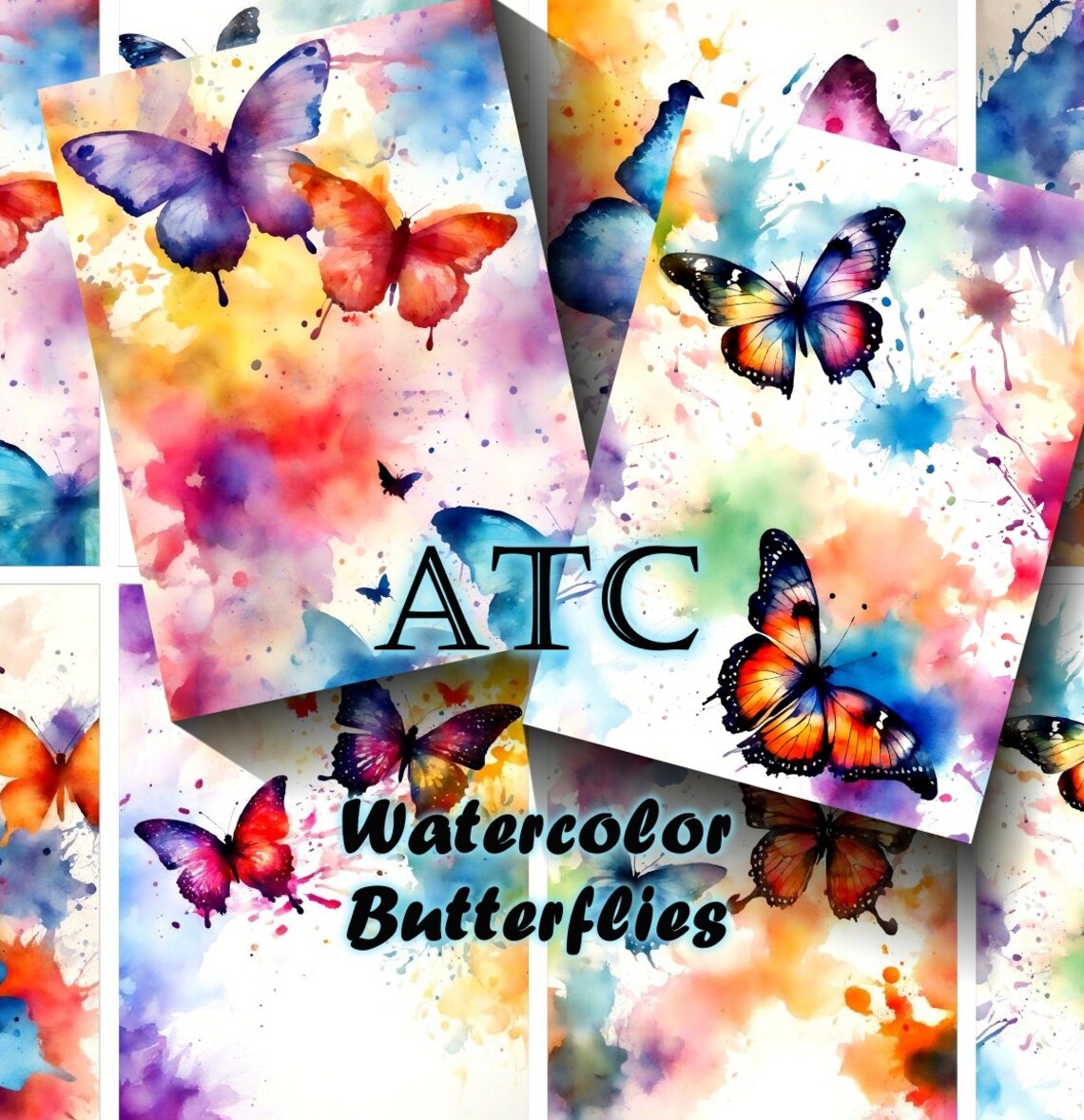 ATC Watercolor Butterflies Printable Digital Download 2.5x3.5 Inches ...