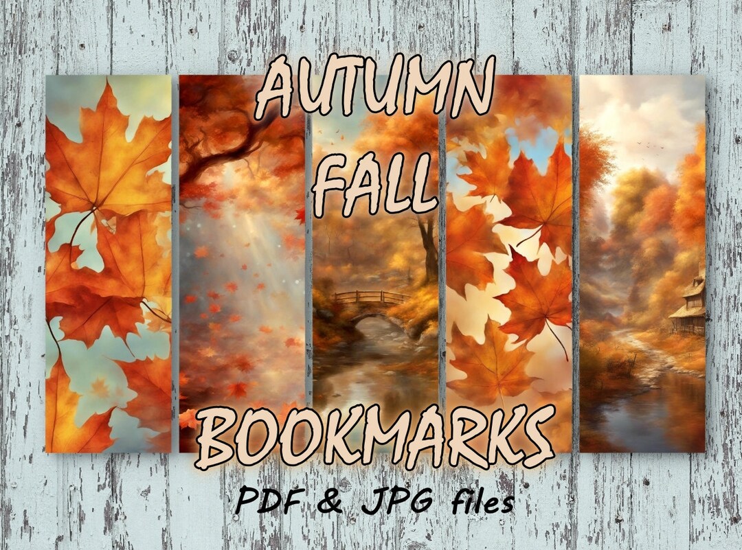 Autumn Bookmarks, Fall Bookmarks, Orange Leaves, Maple Leaf, 1x3 ...