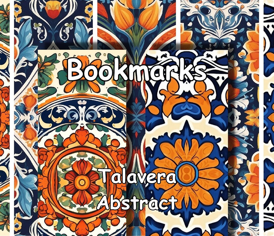 Bookmarks, Abstract Bookmarks, Printable Digital Download, Talavera ...